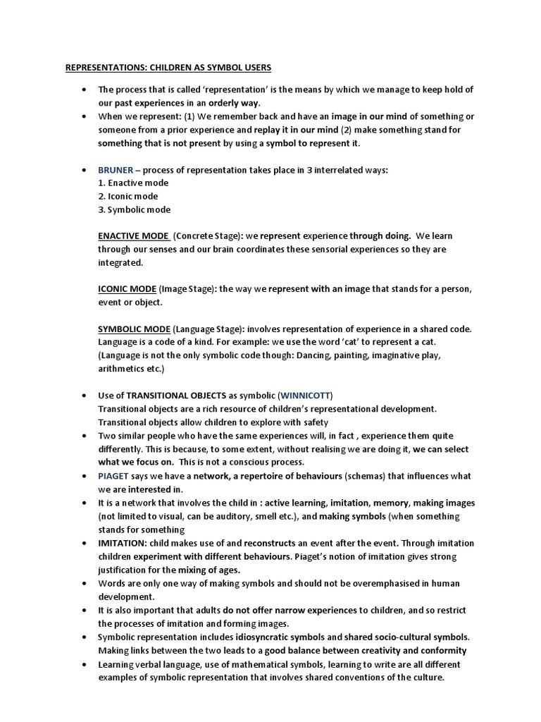 Representations - Children As Symbol Users | PDF | Representation (Arts ...