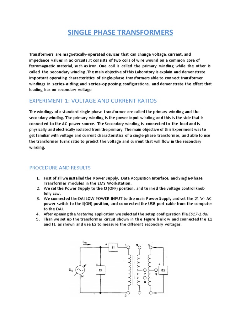 Single Phase Transformers | PDF | Transformer | Power Supply