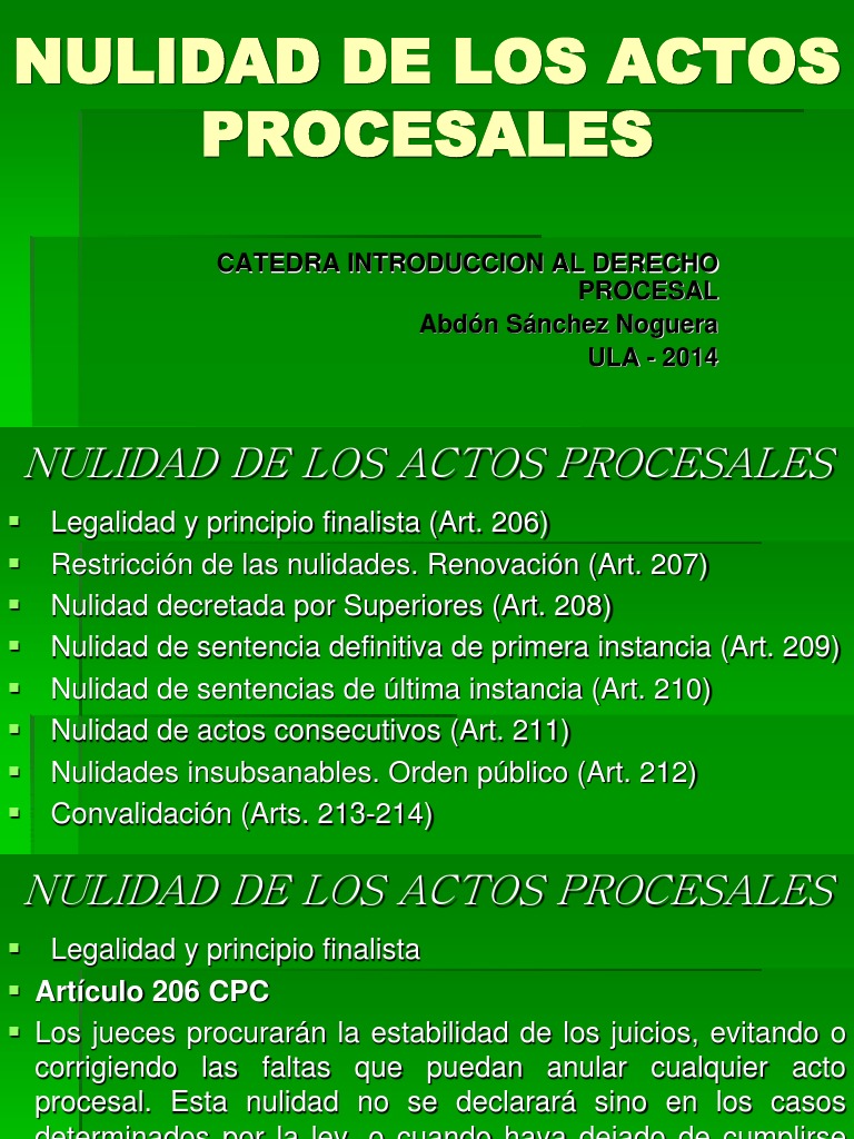 TEMA 8 NULIDAD DE LOS ACTOS PROCESALES.ppt | Nulo (ley) | Demanda judicial