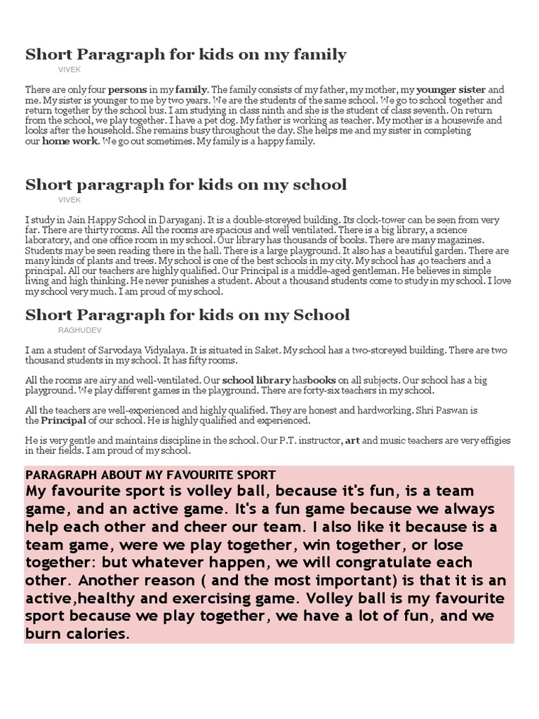 Paragraph for Primary School Children | Personal Growth