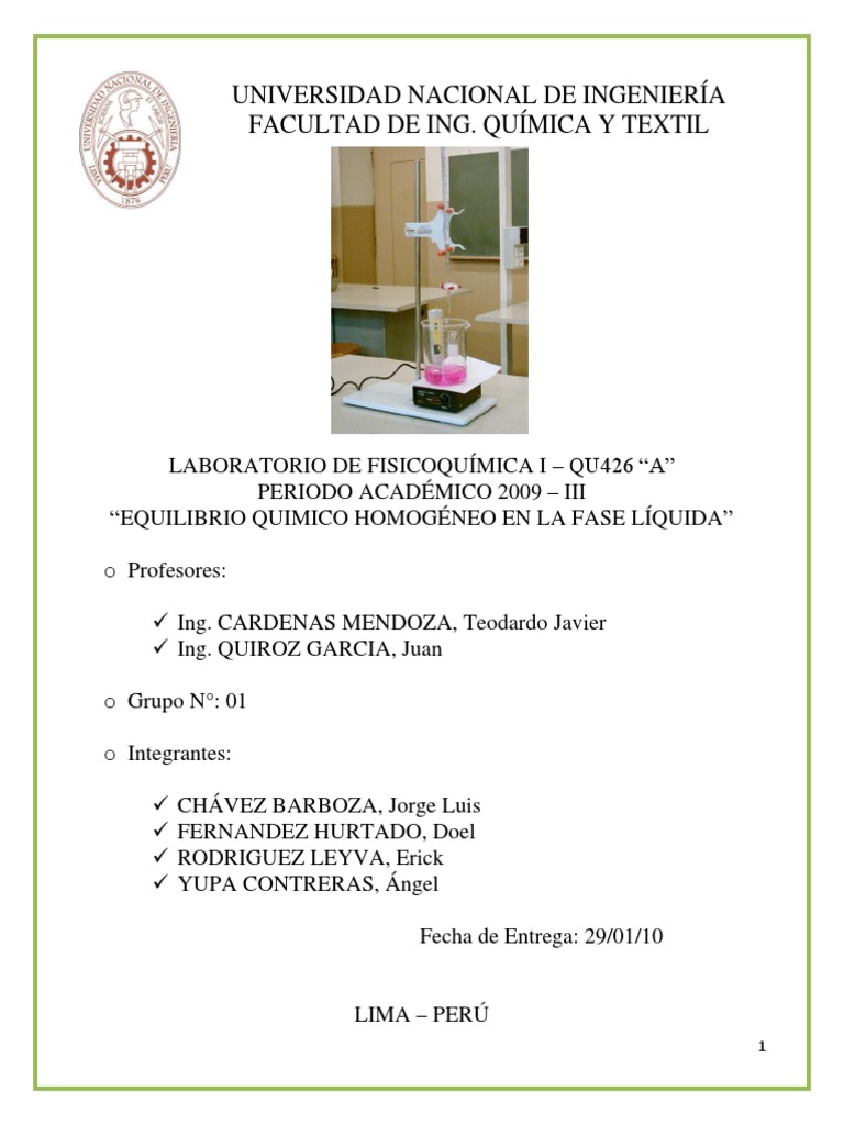 Equilibrio Quimico Homogeneo en La Fase Liquida | PDF | Equilibrio ...