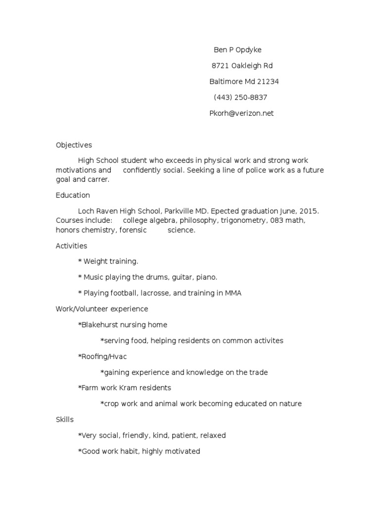 Bens Resume | PDF