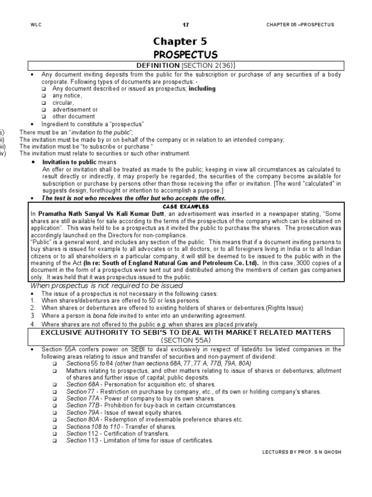 Chapter 05 - Prospectus | Prospectus (Finance) | Securities (Finance)