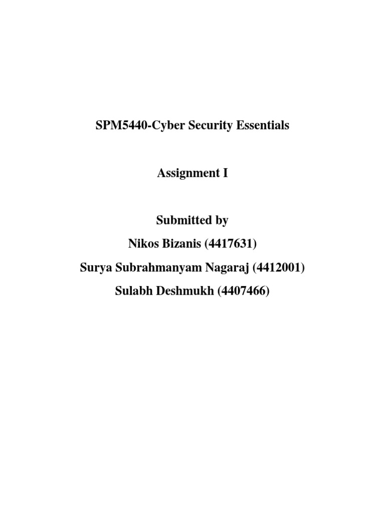 Assignment 1 Cyber Security | Internet | Cyberspace