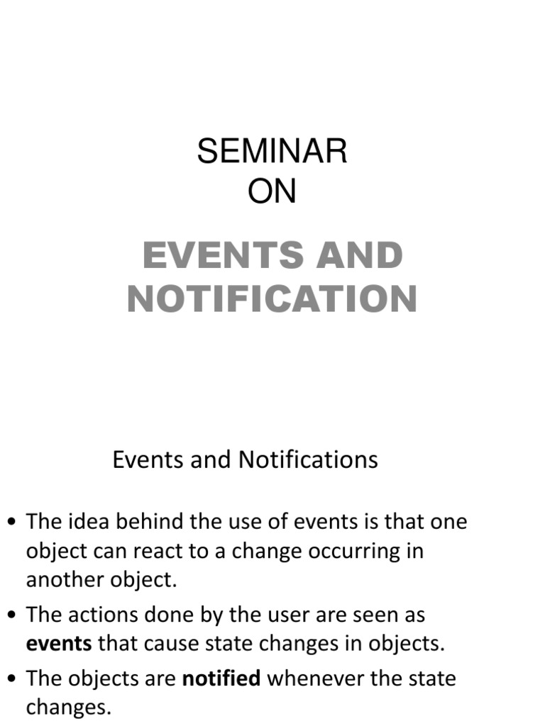 Seminar ON: Events and Notification | PDF