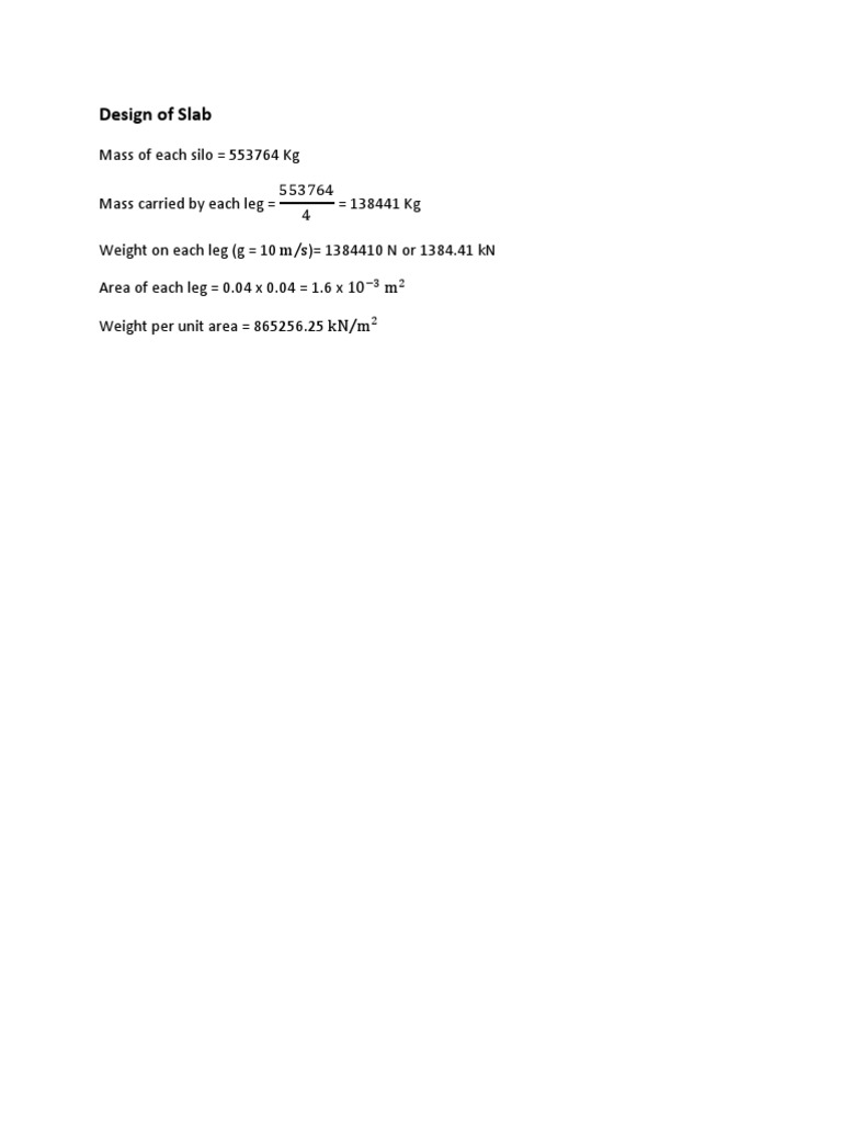 Silo Initial Calculation | PDF | Concrete | Strength Of Materials