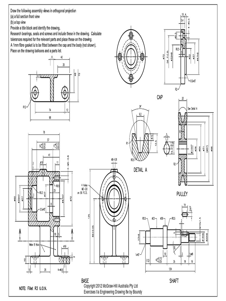 Shaft Assembly Drawing Exercise | PDF