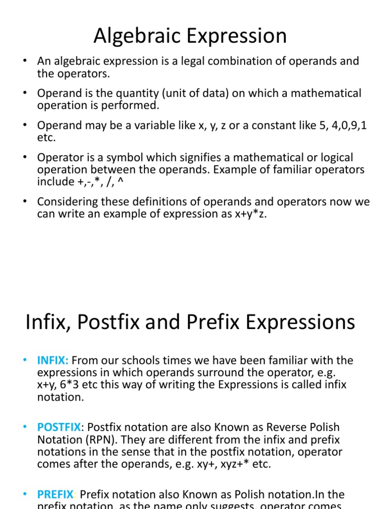 infix | Notation | Areas Of Computer Science