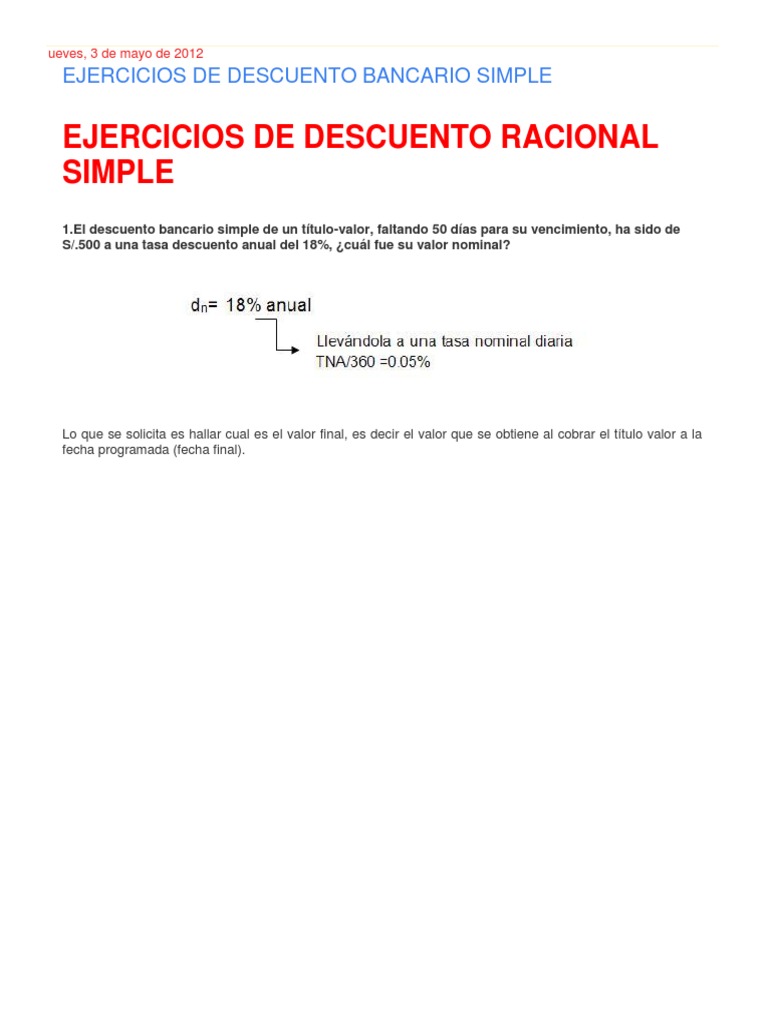 Descuento Racional Simple PDF | PDF