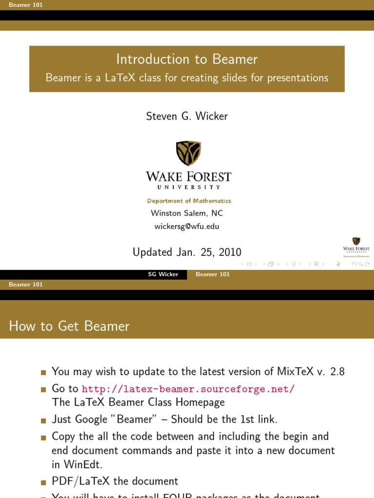 Beamer Presentation Basics Guide | PDF