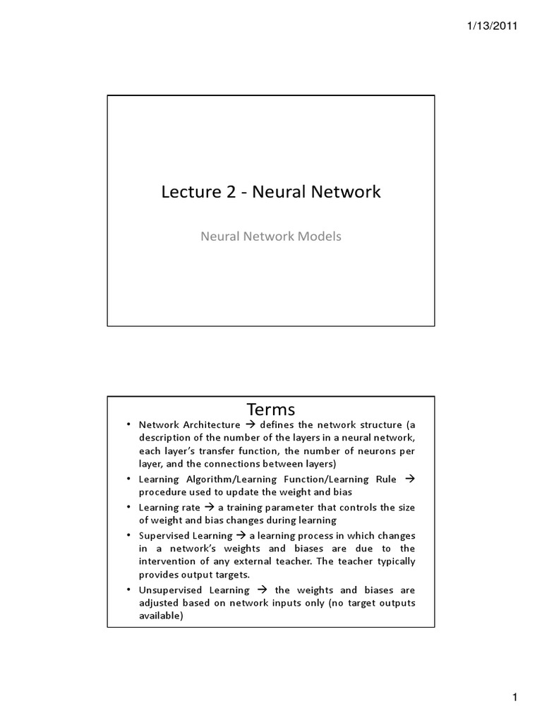 Lec 2 - Neural Network Perceptron Adaline PDF | PDF | Artificial Neural Network | Applied ...