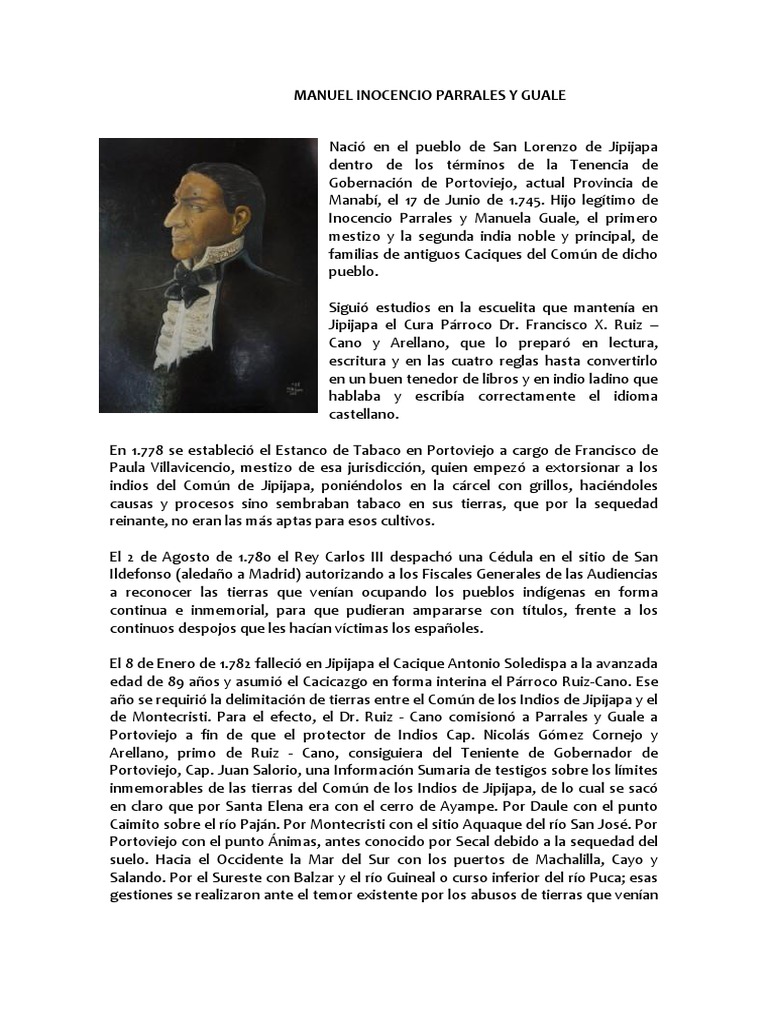 Vida de Manuel Inocencio Parrales y Guale | PDF