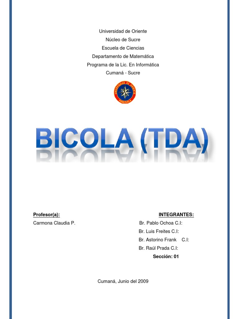 Bicolas | PDF | Cola (tipo de datos abstractos) | Objeto (informática)