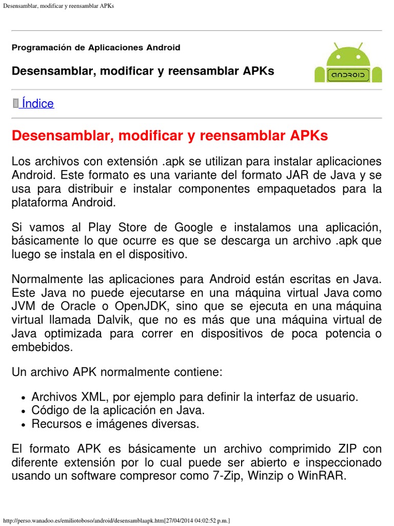 Desensamblar, Modificar y Reensamblar APKs PDF | PDF
