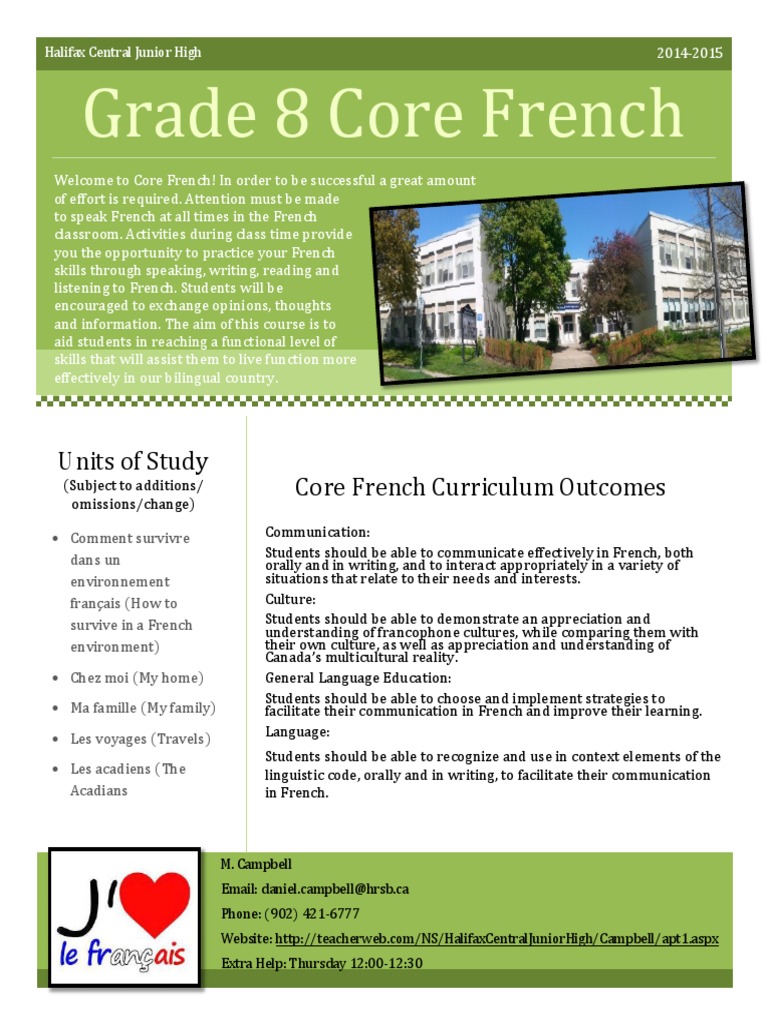 Grade 8 Core French Curriculum Guide | PDF | French Language | Language ...