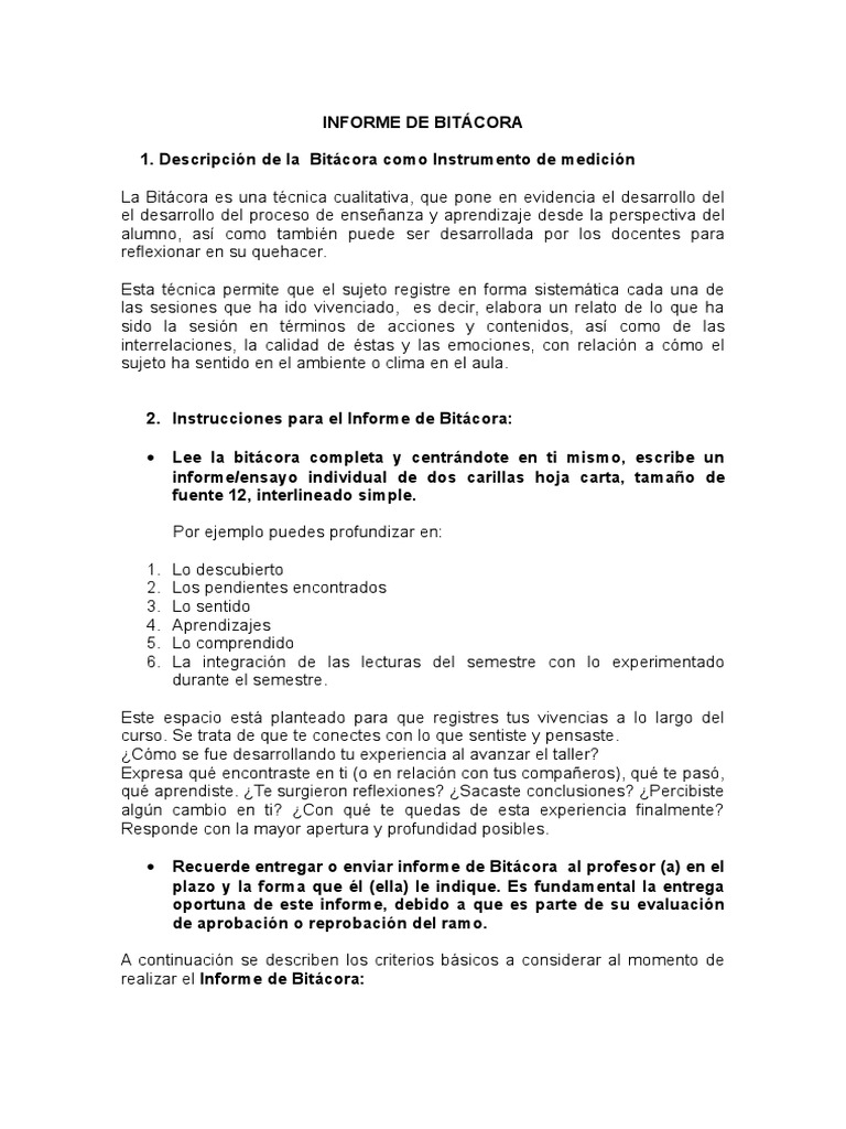 Informe de Bitácora Alumnos Final | PDF | Aprendizaje | Ciencia cognitiva