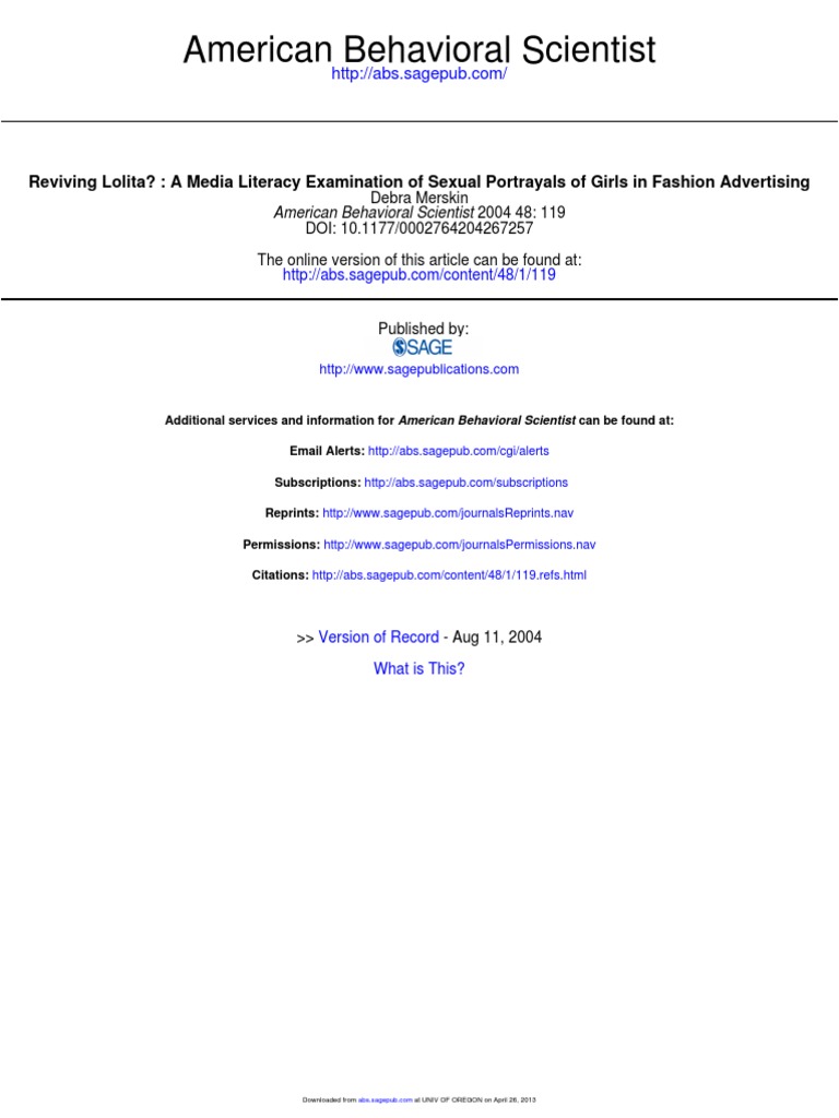 Reviving Lolita?: A Media Literacy Examination of Sexual Portrayals of ...
