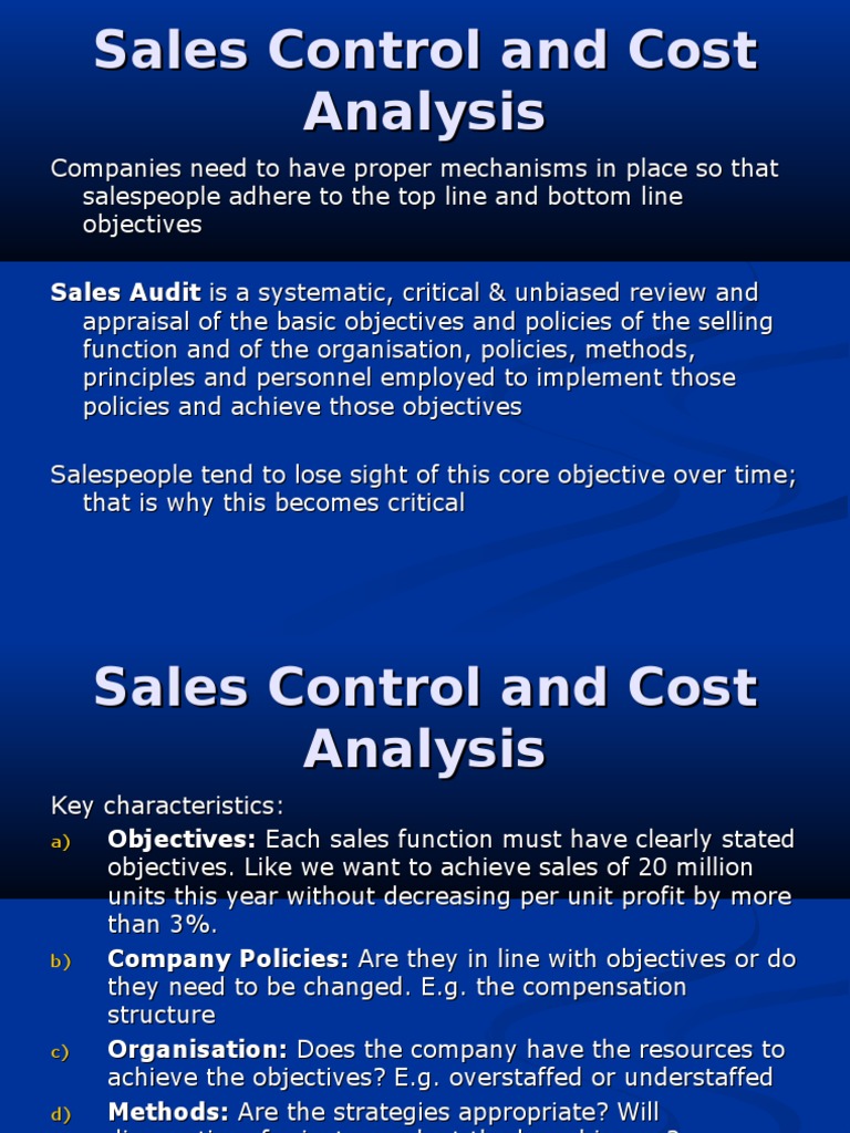 Sales Cost Analysis and Control | PDF | Sales | Audit