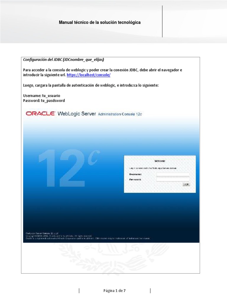 Manual para Configuracion JDBC Weblogic PDF | PDF | Contraseña ...