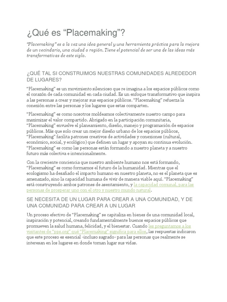 Qué Es Placemaking PDF | PDF