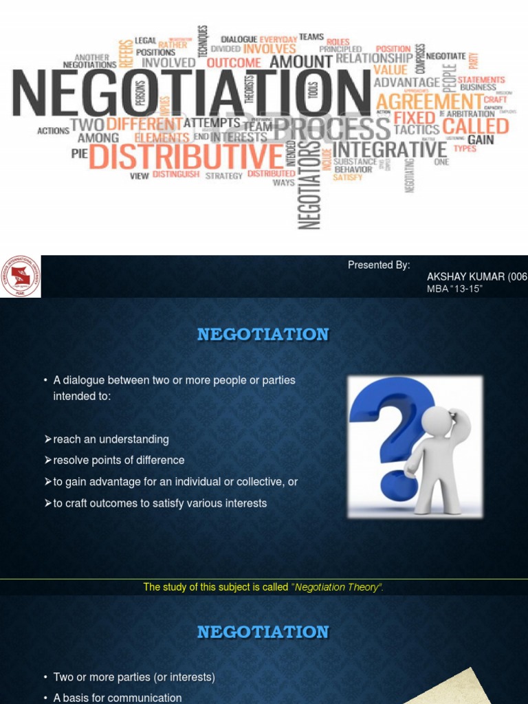 Negotiation and It's Sub Processes | PDF | Bargaining | Negotiation