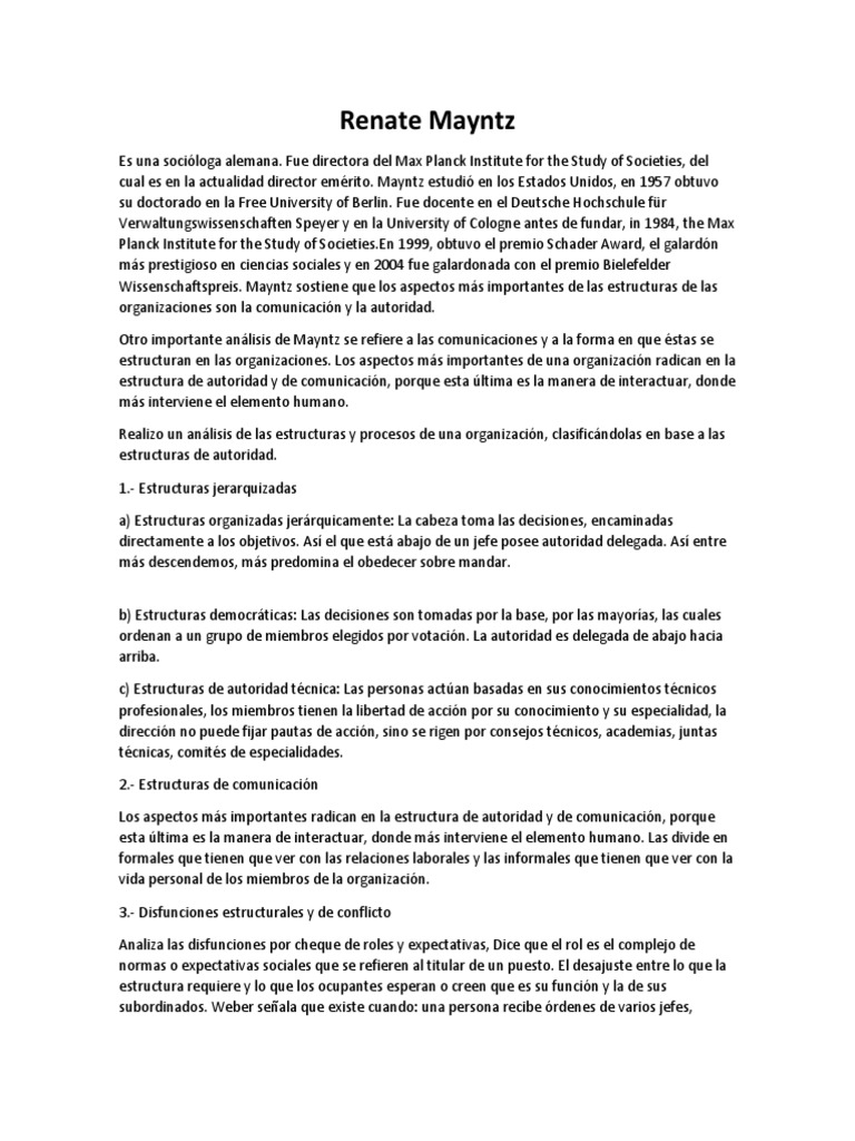 Renate Mayntz R | PDF | Burocracia | Max Weber