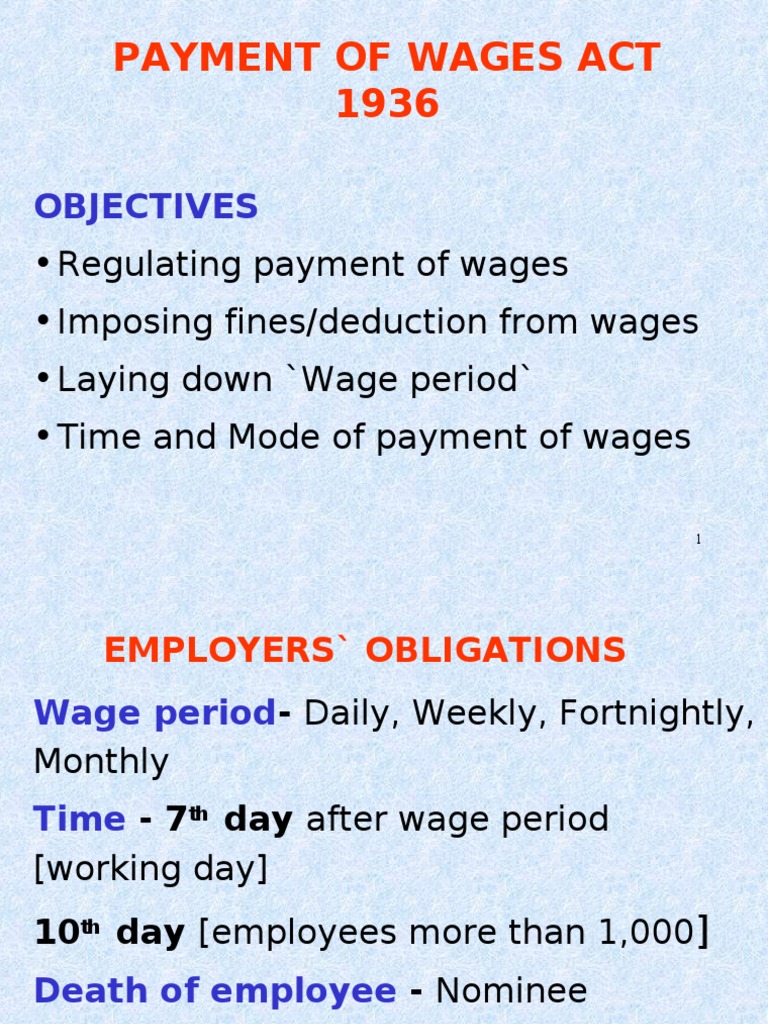 Payment of Wages Act 1936 | PDF