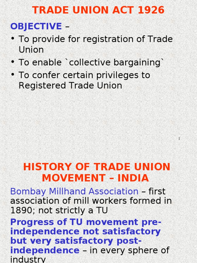Trade Union Act 1926 | PDF