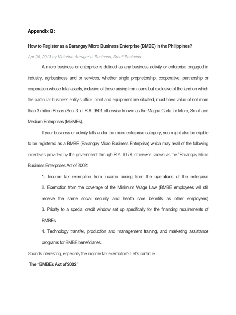 How To Register As A Barangay Micro Business Enterprise (BMBE) in The ...