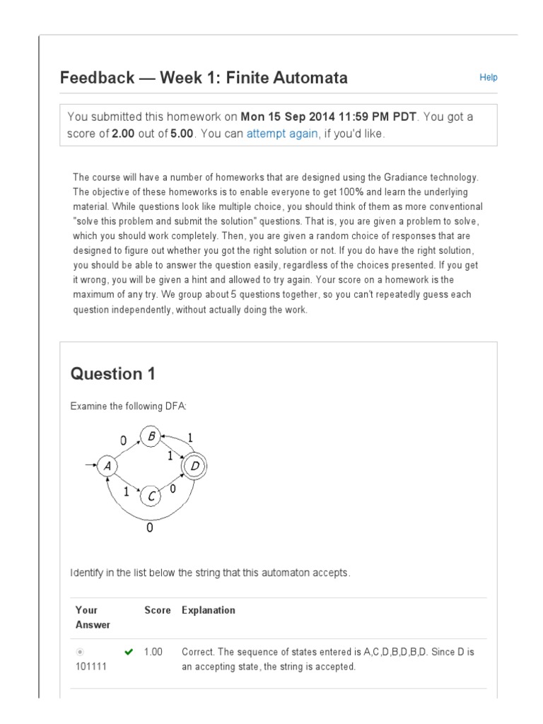 Homework Feedback - Coursera | PDF | Theory Of Computation | Applied ...