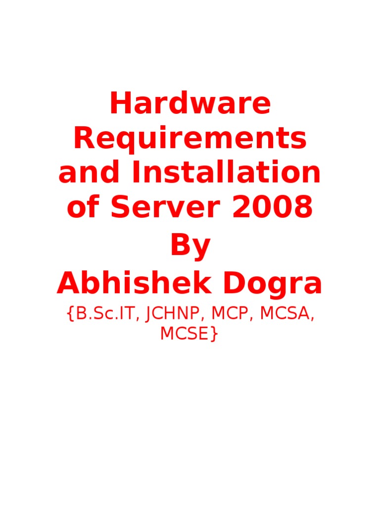 Hardware Requirements and Installation of Server 2008 | PDF | Windows ...