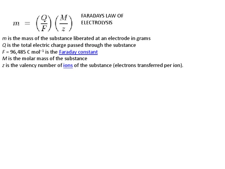 Faradays Law of Electrolysis: Faraday Constant Ions | PDF | Teaching ...