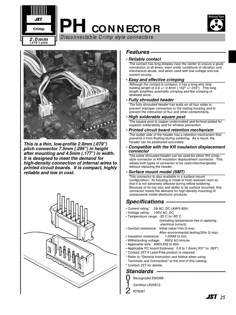 JST PH Connectors - Datasheet | PDF | Electrical Connector | Printed ...