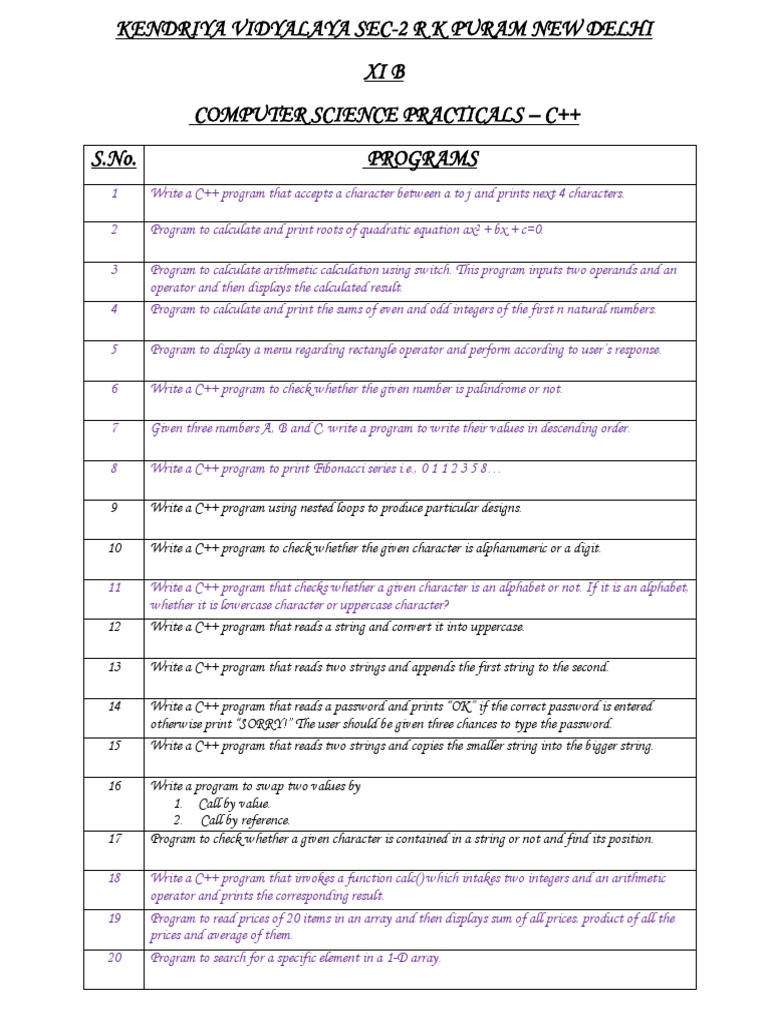 Xi B Computer Science Practicals | PDF | String (Computer Science) | Matrix (Mathematics)