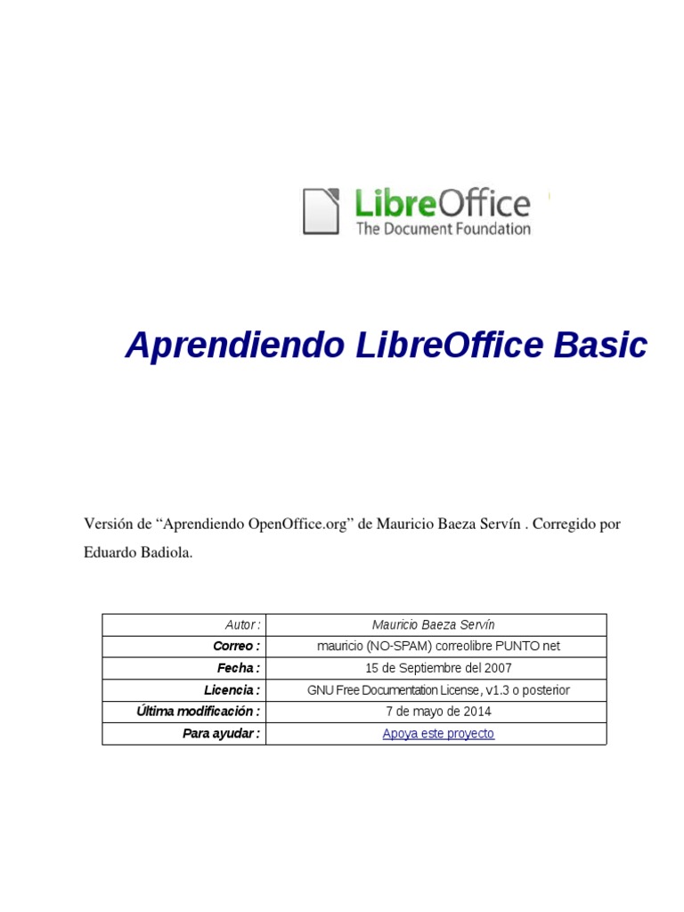 LibreOffice Basic - Odt | PDF | Lenguaje de programación | Point and Click
