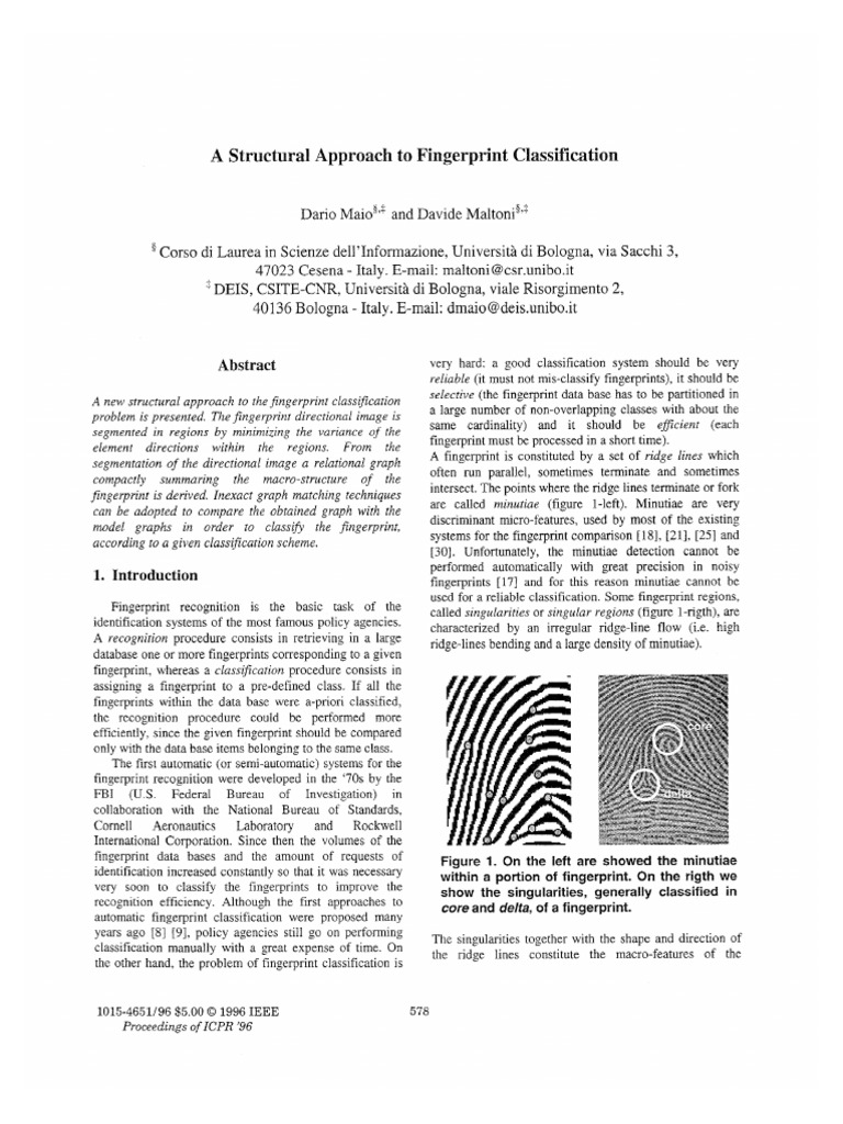 A Structural Approach To Fingerprint Classification PDF | PDF