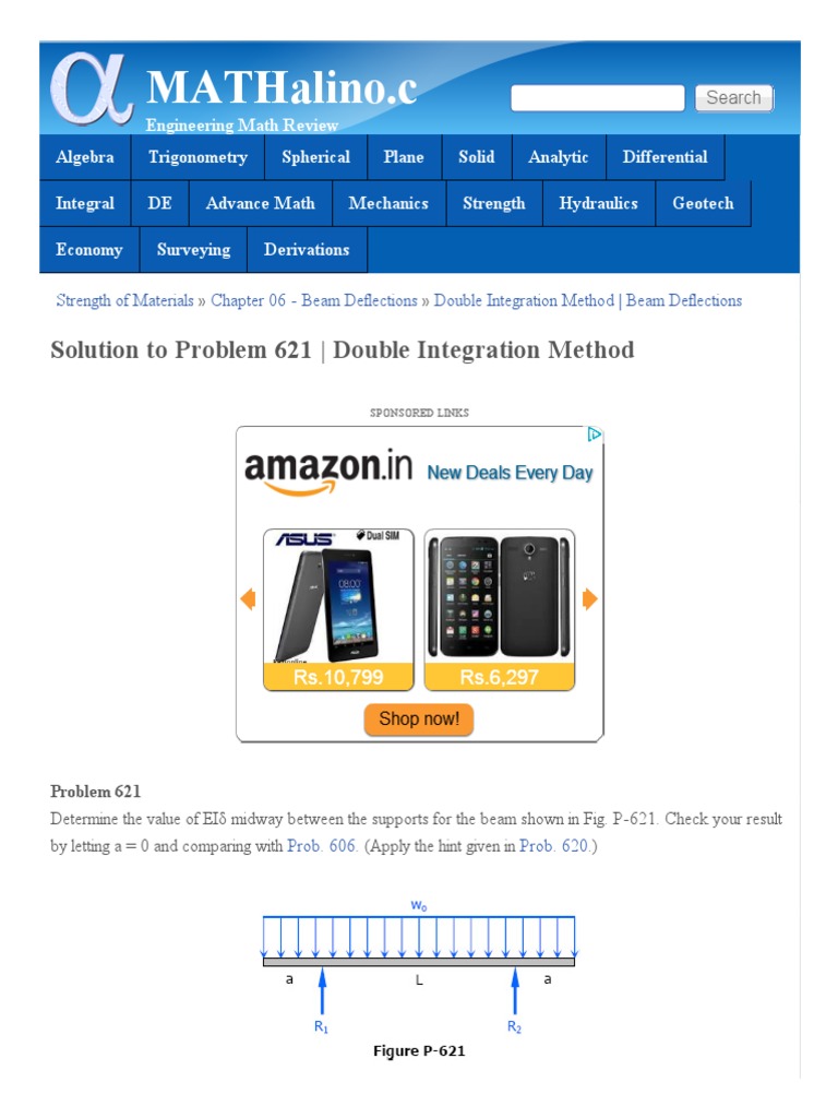 Solution To Problem 621 - Double Integration Method - Strength of ...