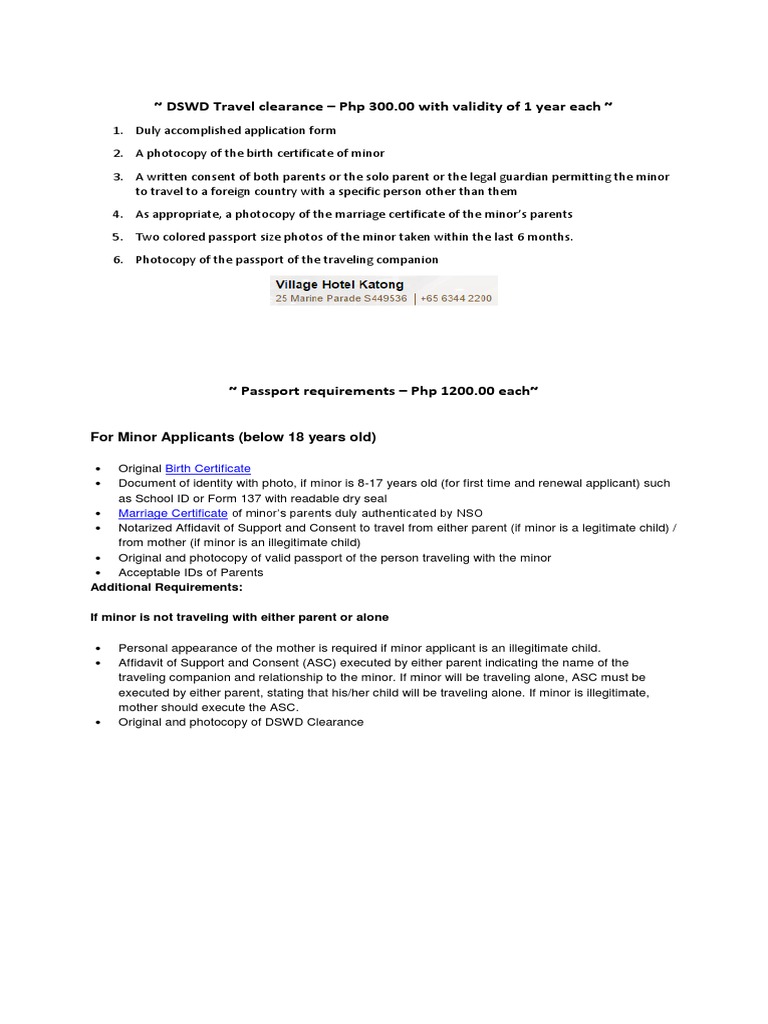 DSWD Travel Clearance | Identity Document | Passport