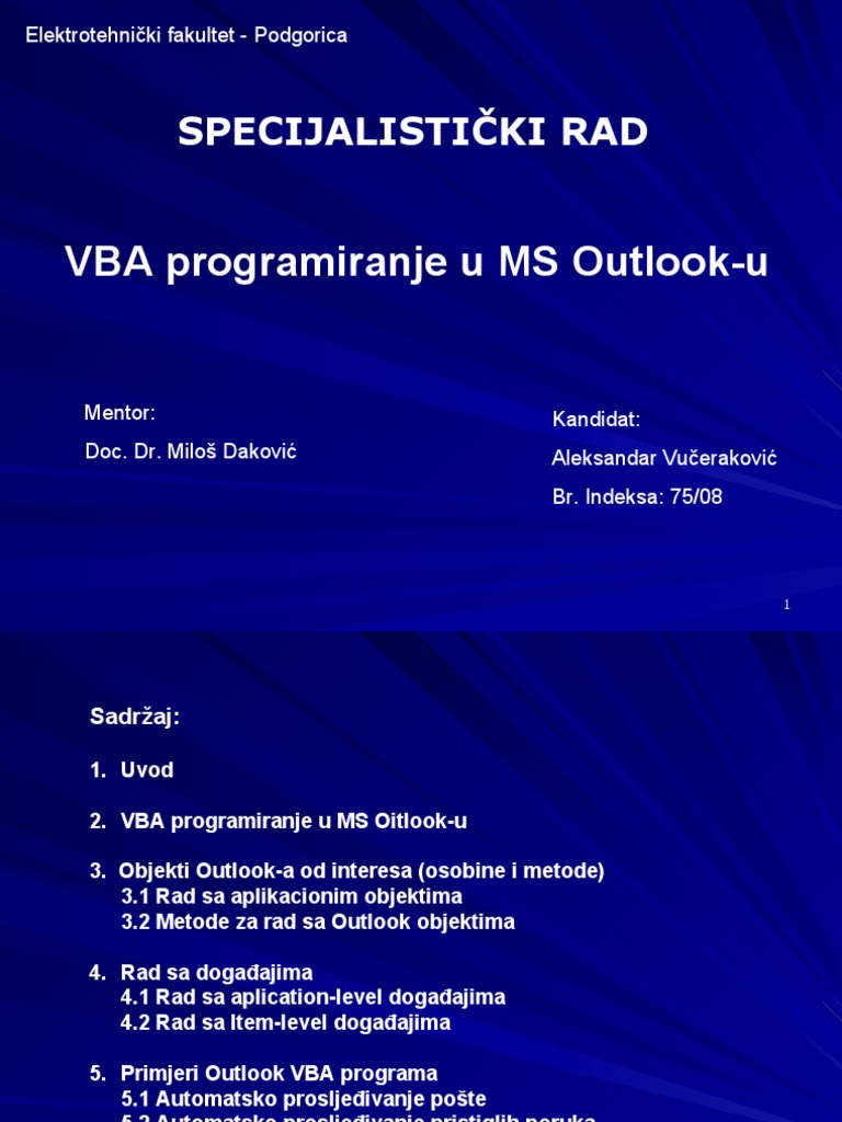 VBA Programiranje U MS Outlook-U | PDF