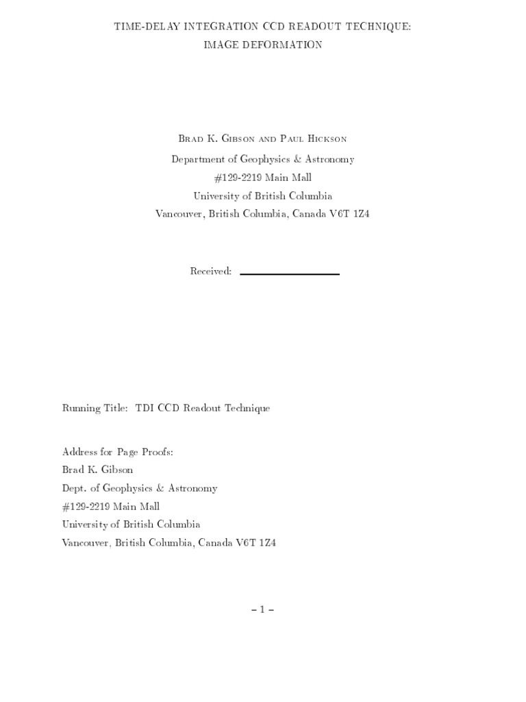 Time Delay Integration | PDF | Charge Coupled Device | Scientific ...