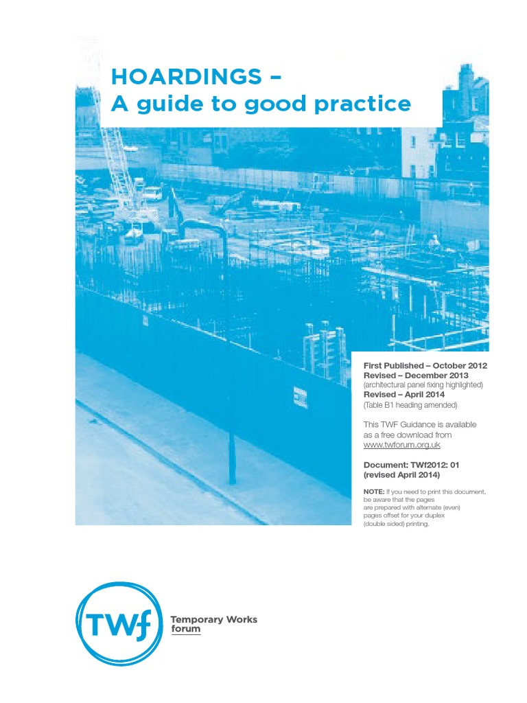 Hoarding Guidelines for Safe Construction | PDF | Stress (Mechanics ...