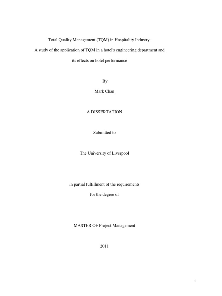 TQM in Hotel Engineering Department | Download Free PDF | Quality ...