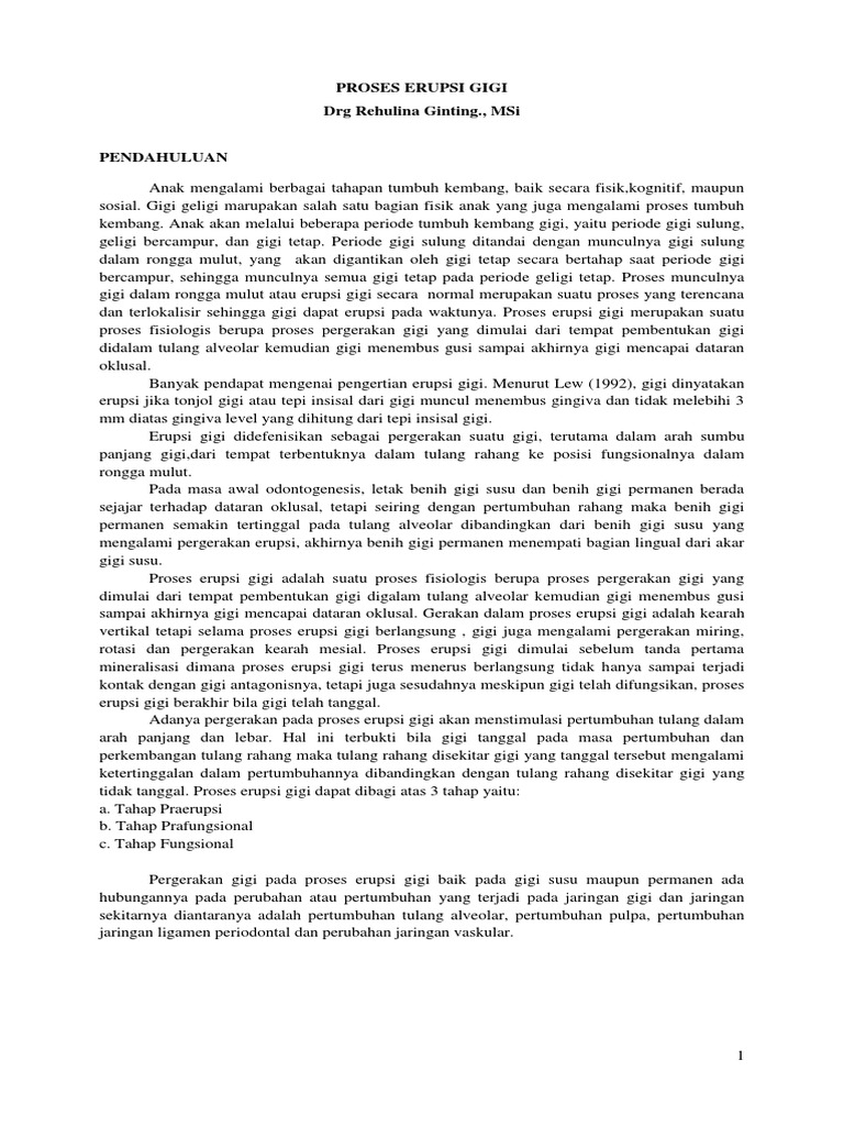 Proses Erupsi Gigi | PDF