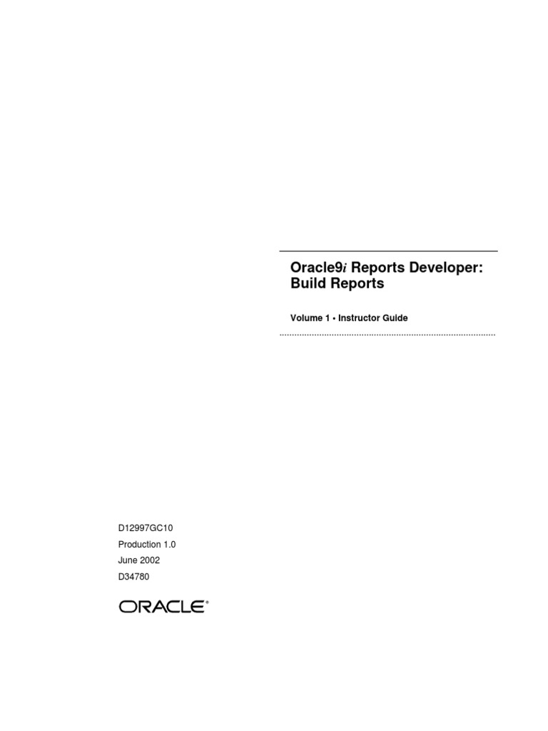 Oracle9i Reports Developer Volume 1 Pdf Oracle Database Pl Sql