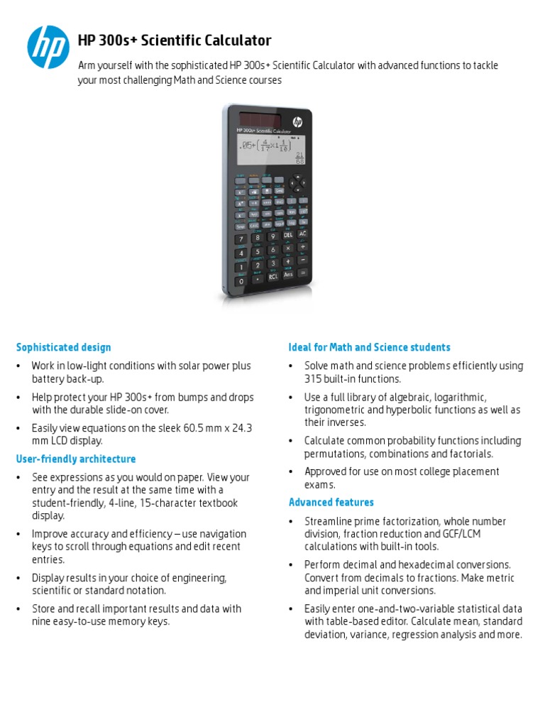 HP 300s+ Scientific Calculator | Calculator | Statistics