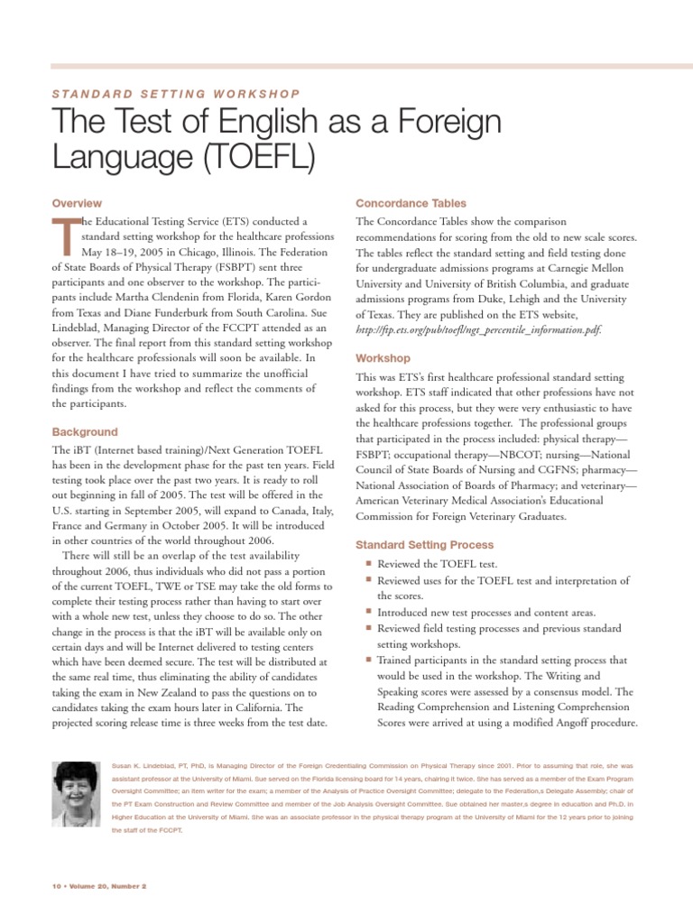 The Test of English As A Foreign Language (TOEFL) | PDF | Test Of ...