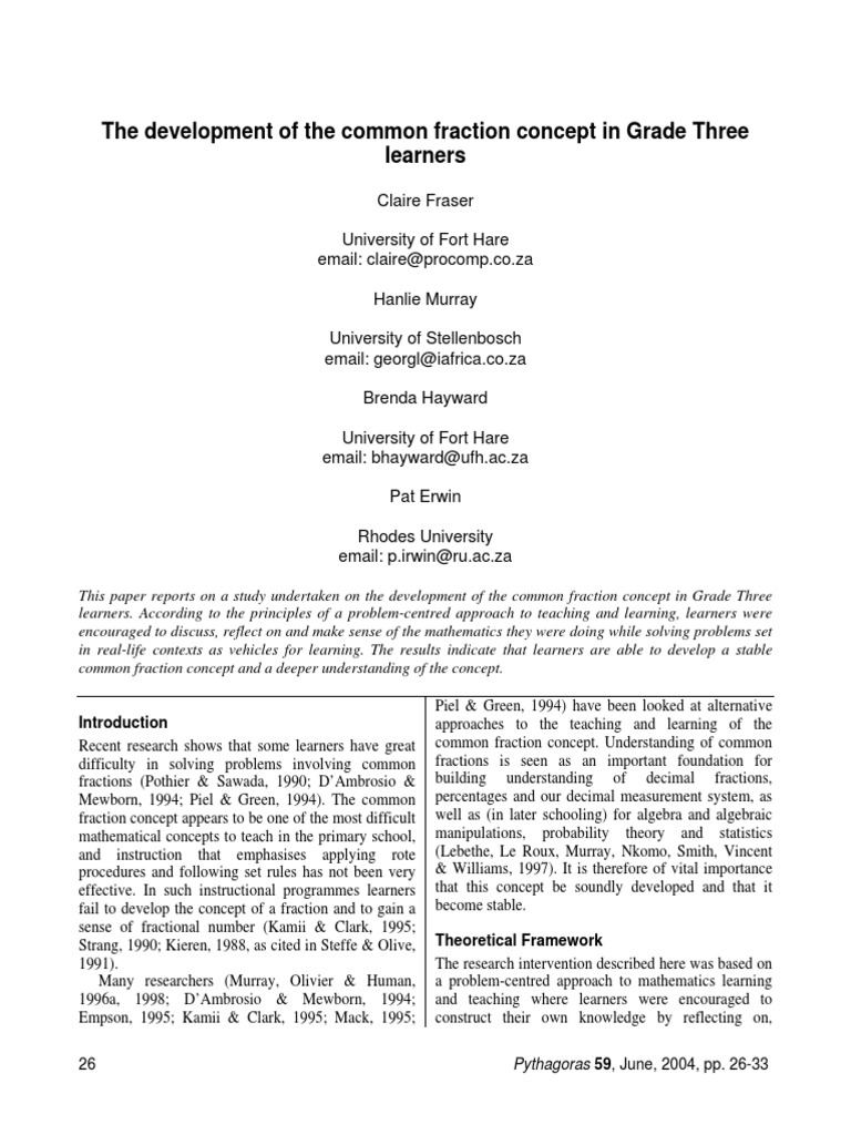 Fraser | PDF | Fraction (Mathematics) | Understanding
