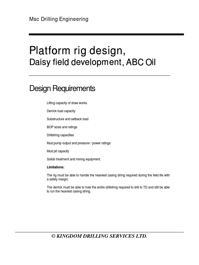 Rig Desgin | Download Free PDF | Drilling Rig | Structural Load