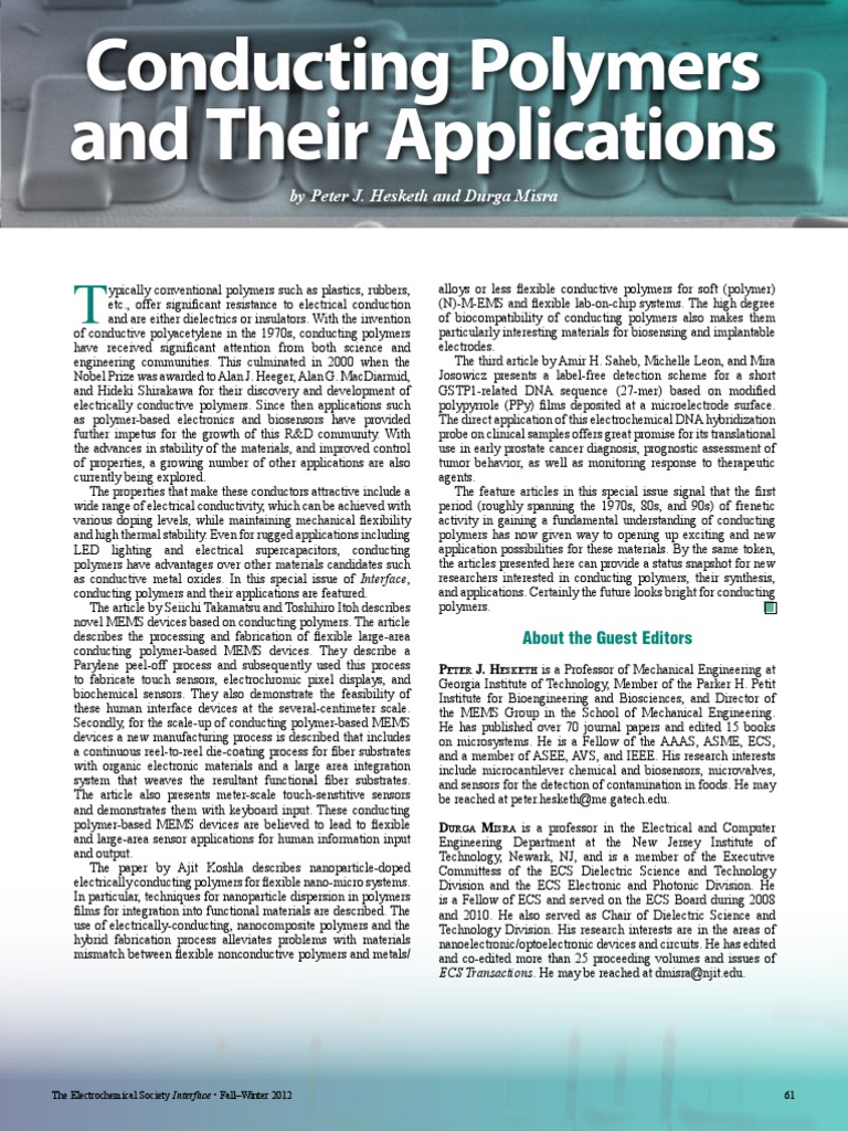 Conducting Polymers and Their Applications | PDF | Chemistry | Materials