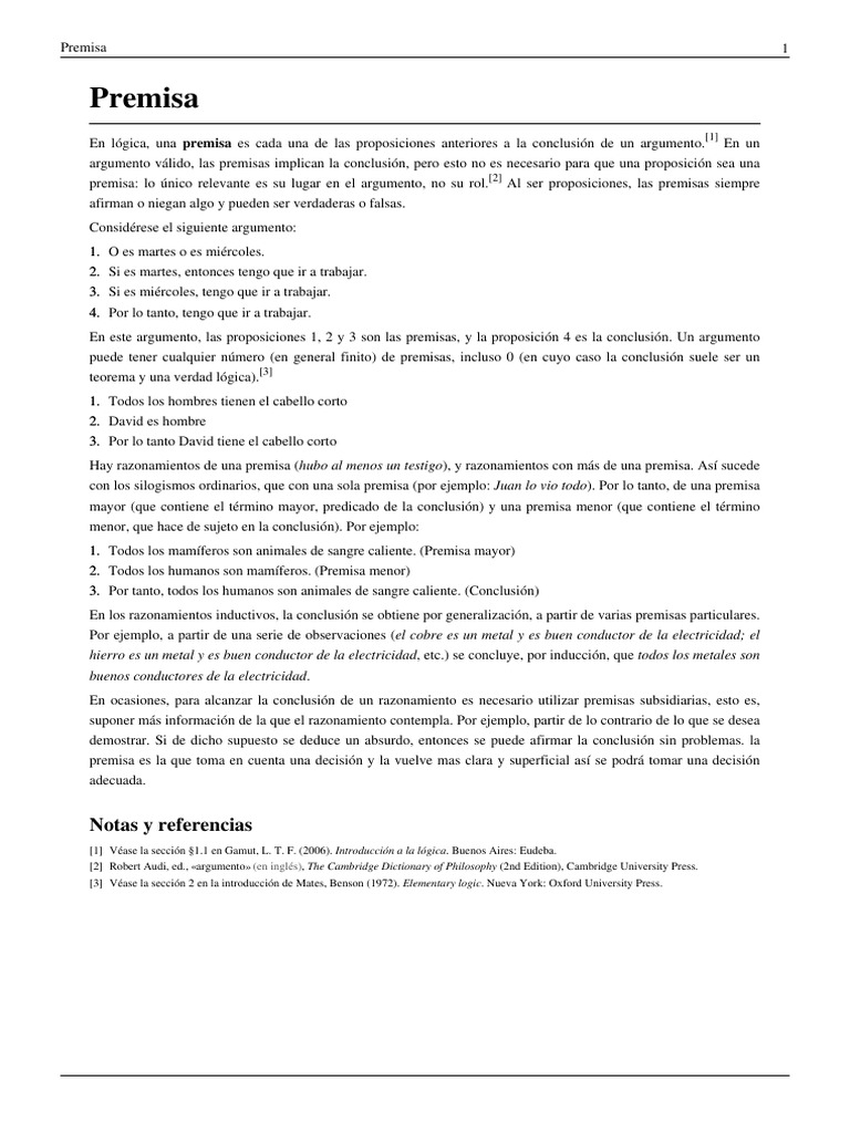 Premisa PDF | PDF | Argumento | Lógica matemática